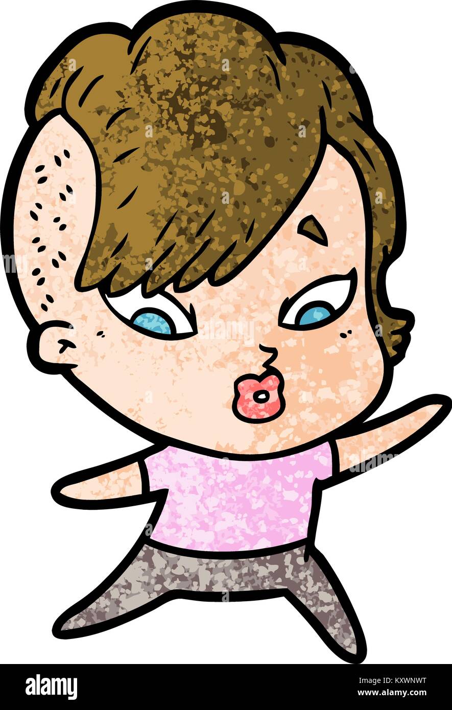 cartoon surprised girl pointing Stock Vector Image & Art - Alamy