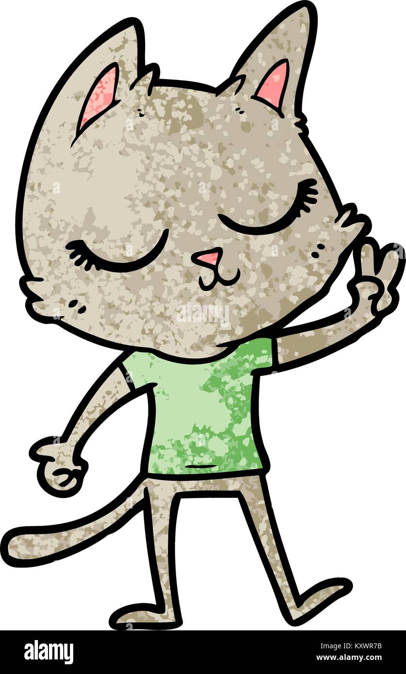 calm cartoon cat giving peace sign Stock Vector Image & Art - Alamy