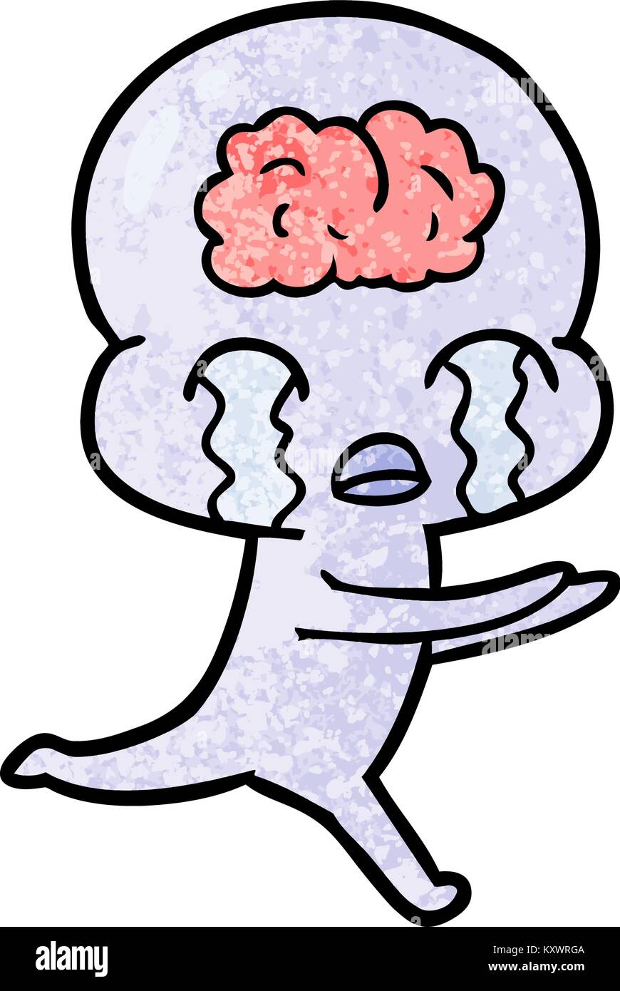 cartoon big brain alien crying Stock Vector Image & Art - Alamy