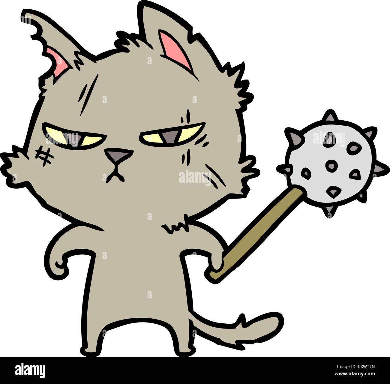 tough cartoon cat with mace Stock Vector Image & Art - Alamy