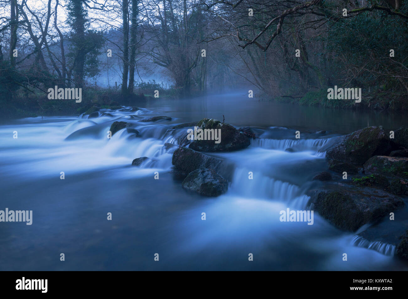 The Weir at Rilla Mill on the River Lyhner Stock Photo - Alamy