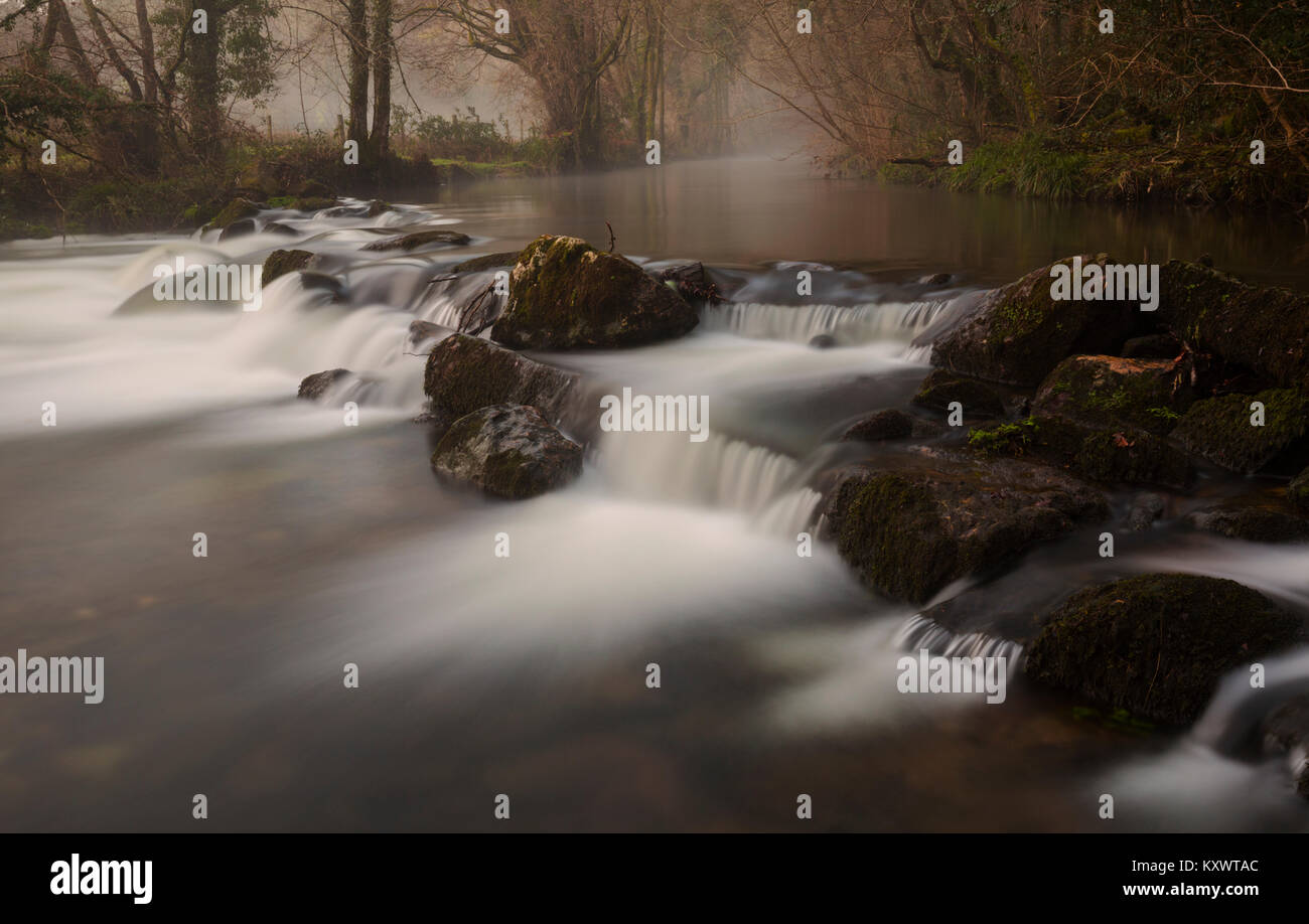 The Weir at Rilla Mill along the Lyhner River in East Cornwall Stock ...