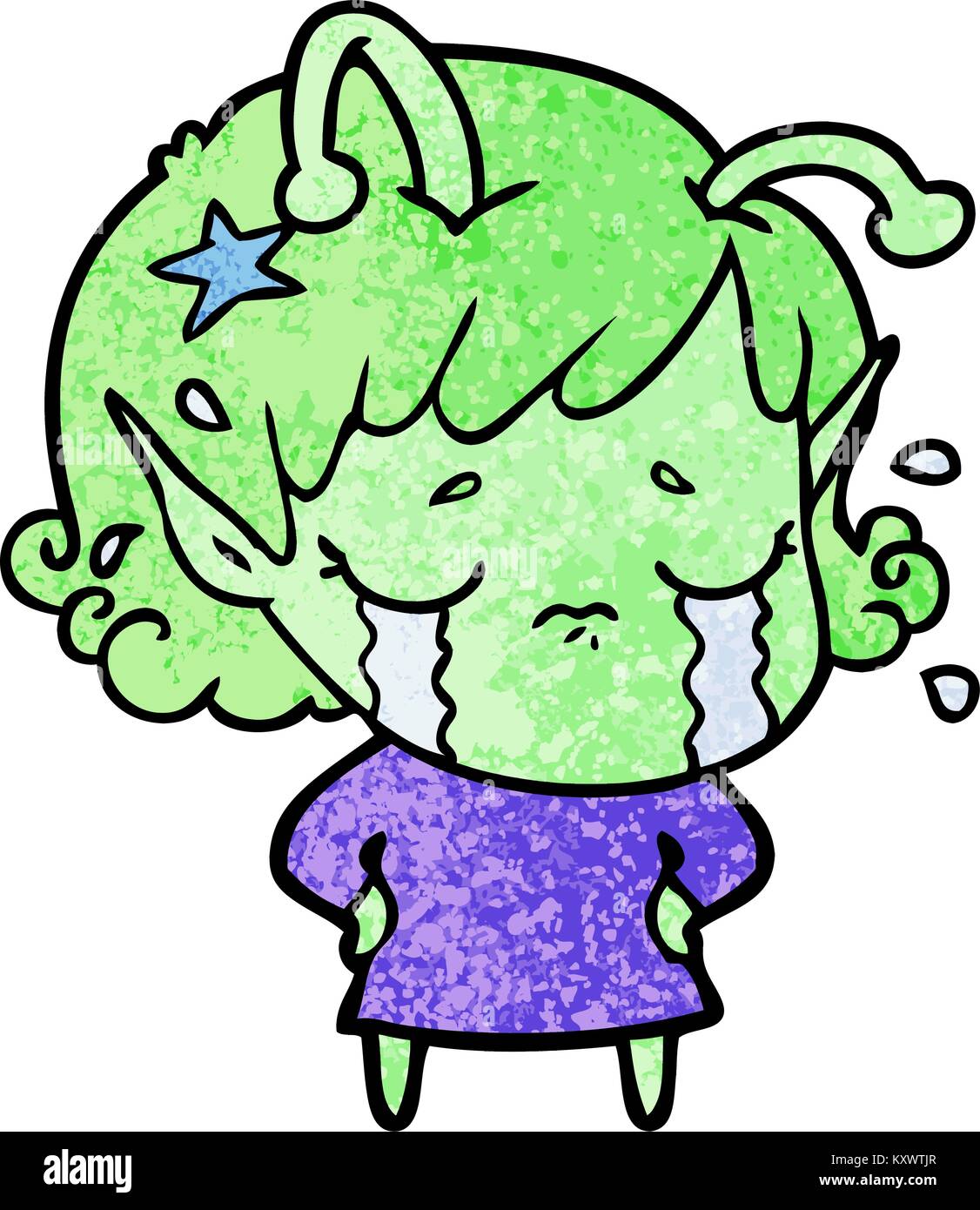 cartoon crying alien girl Stock Vector Image & Art - Alamy