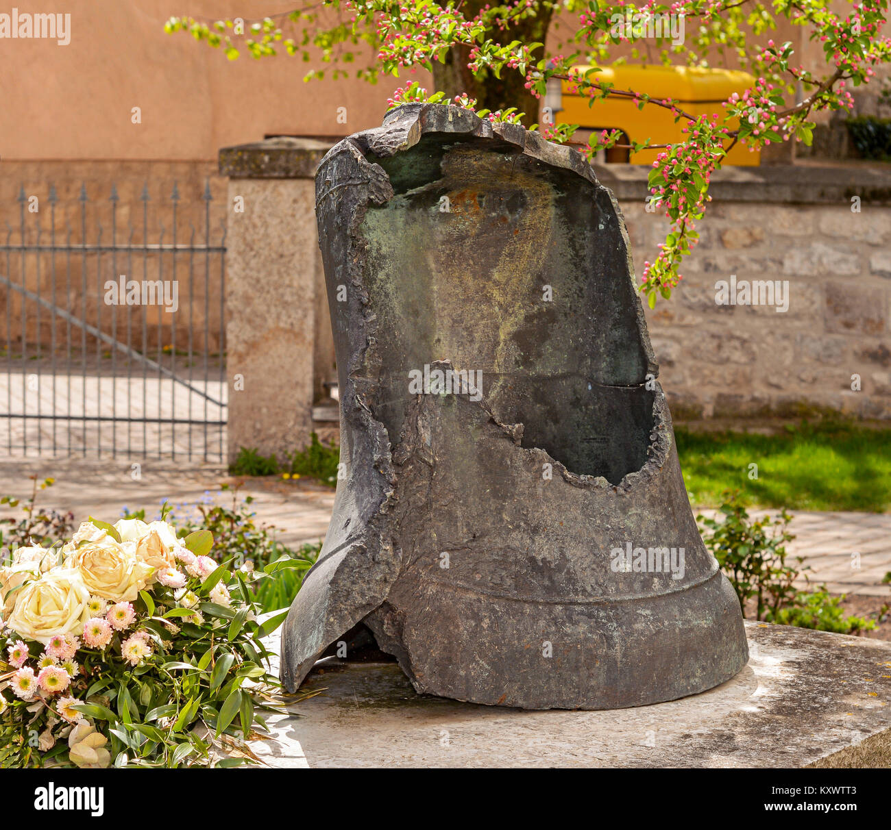 broken church bell from World War II in a german village Stock Photo ...
