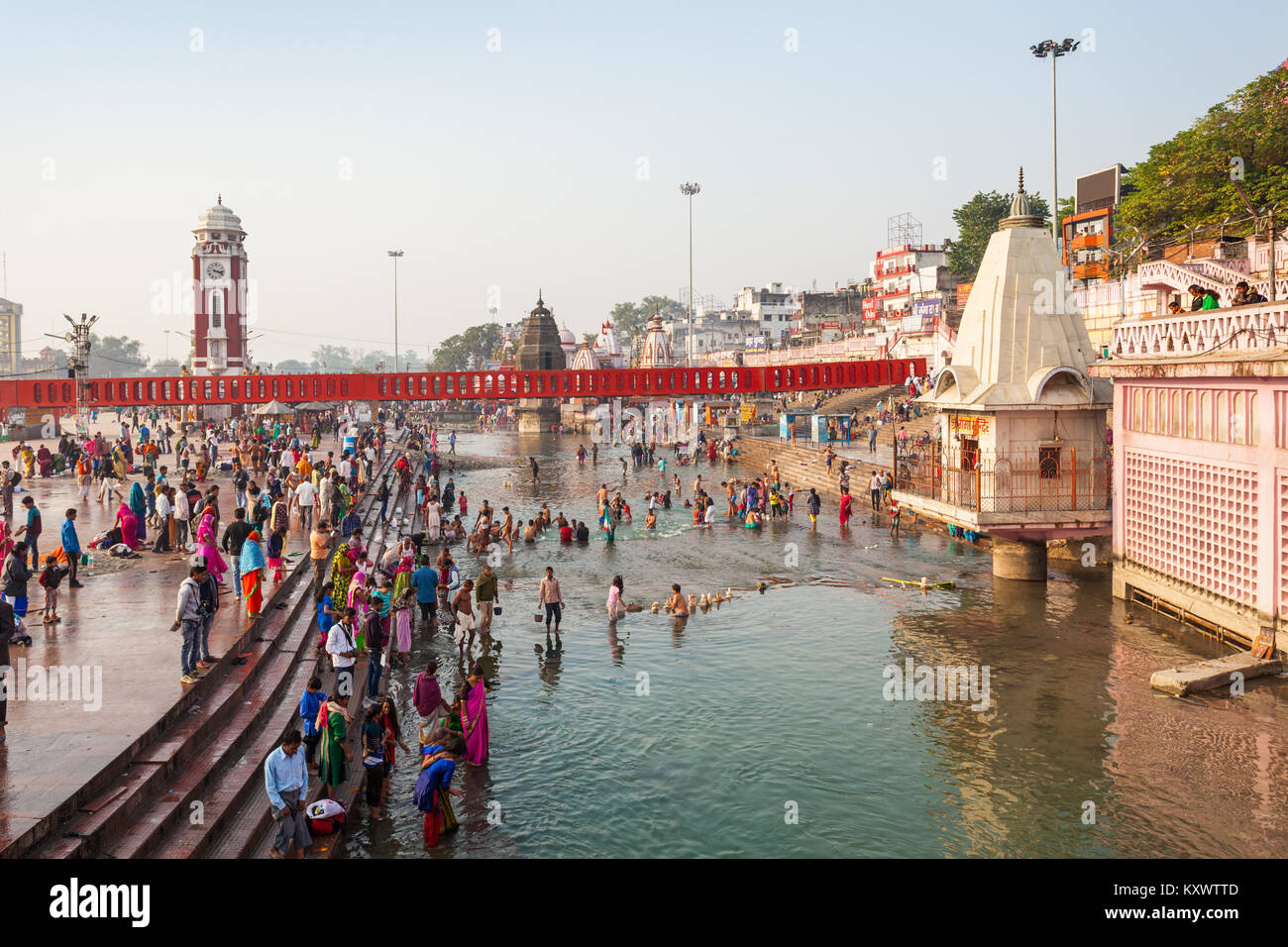 HARIDWAR, INDIA - NOVEMBER 13, 2015: Har Ki Pauri is a famous ghat on ...