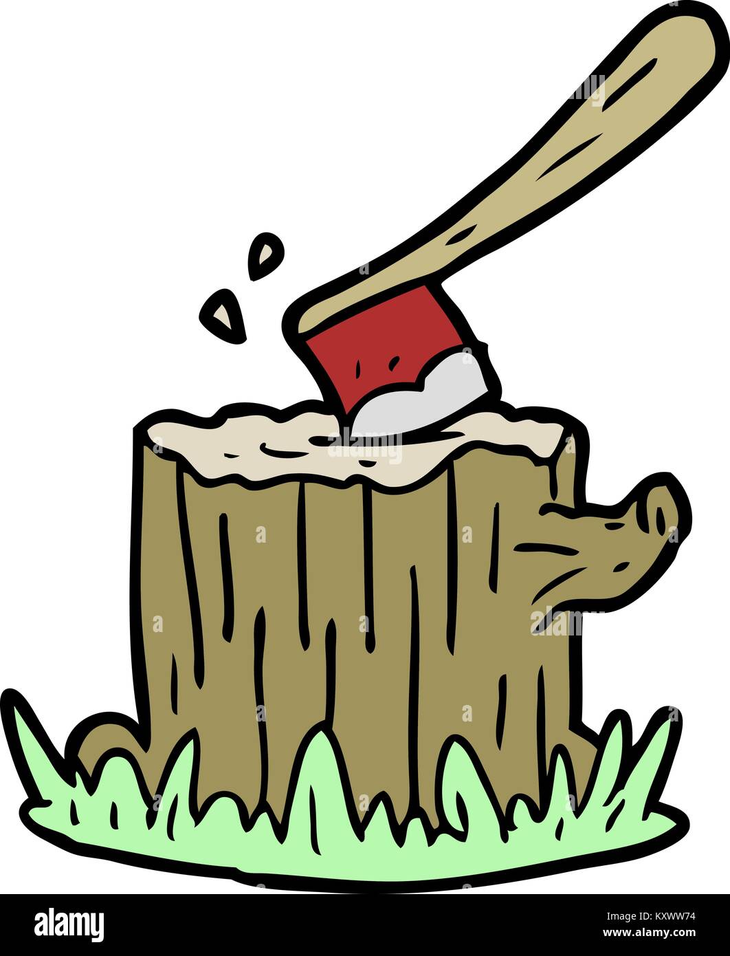 cartoon axe stuck in tree stump Stock Vector Image & Art - Alamy