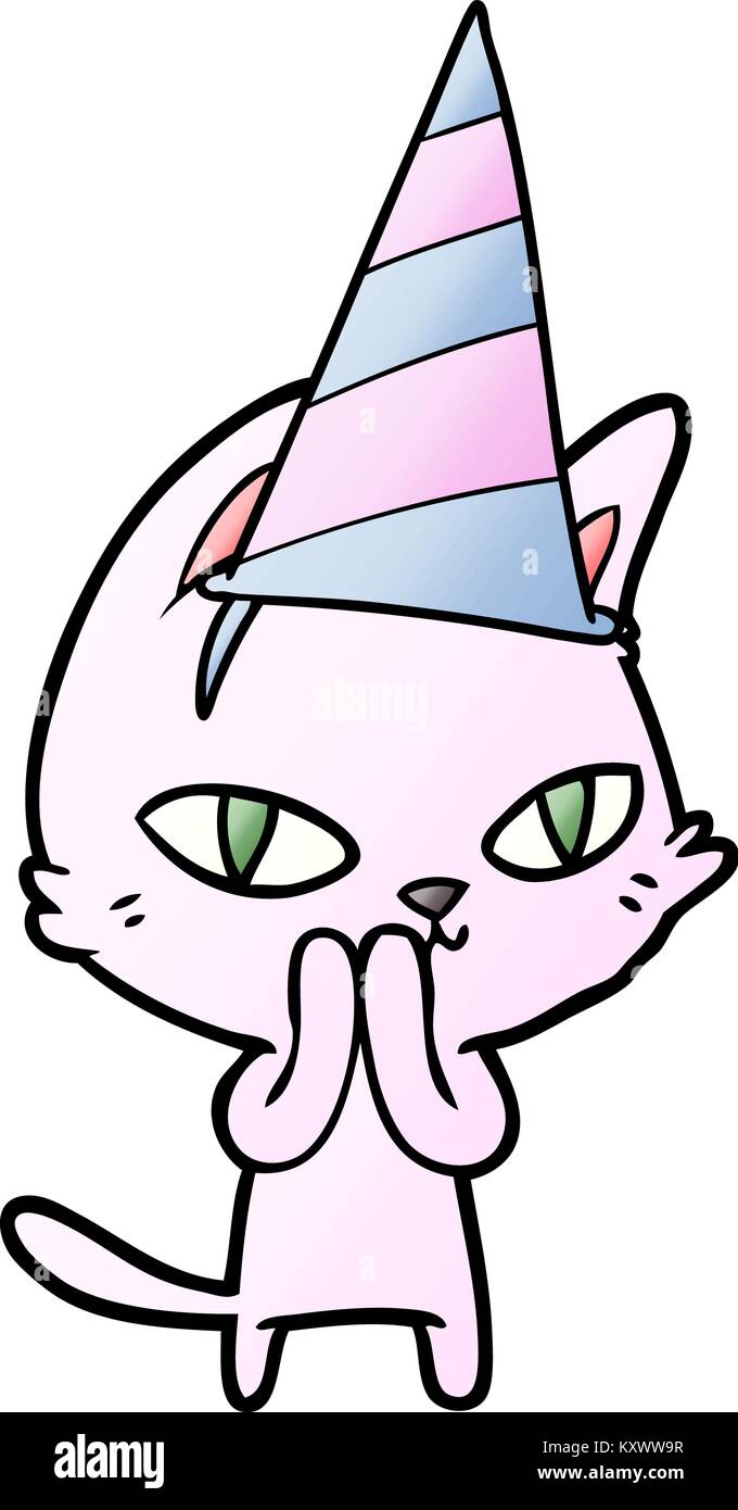 cartoon cat wearing party hat Stock Vector Image & Art - Alamy