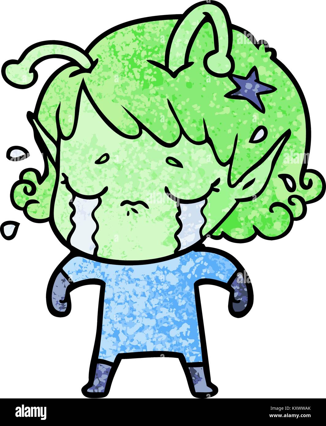 cartoon crying alien girl Stock Vector Image & Art - Alamy