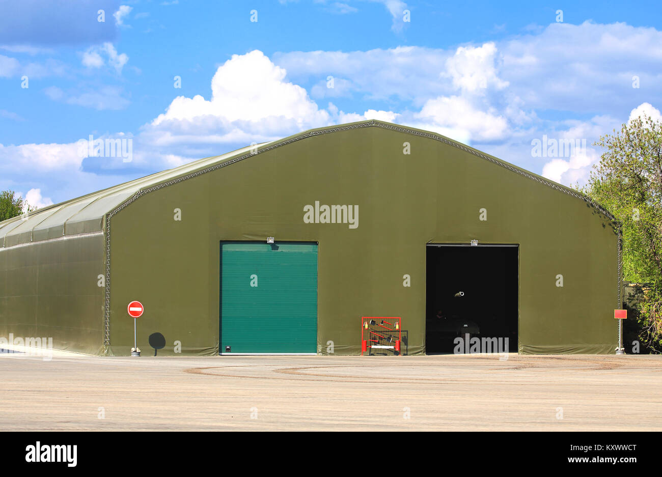 Hangar for maintenance and repair of military equipment with gateways ...