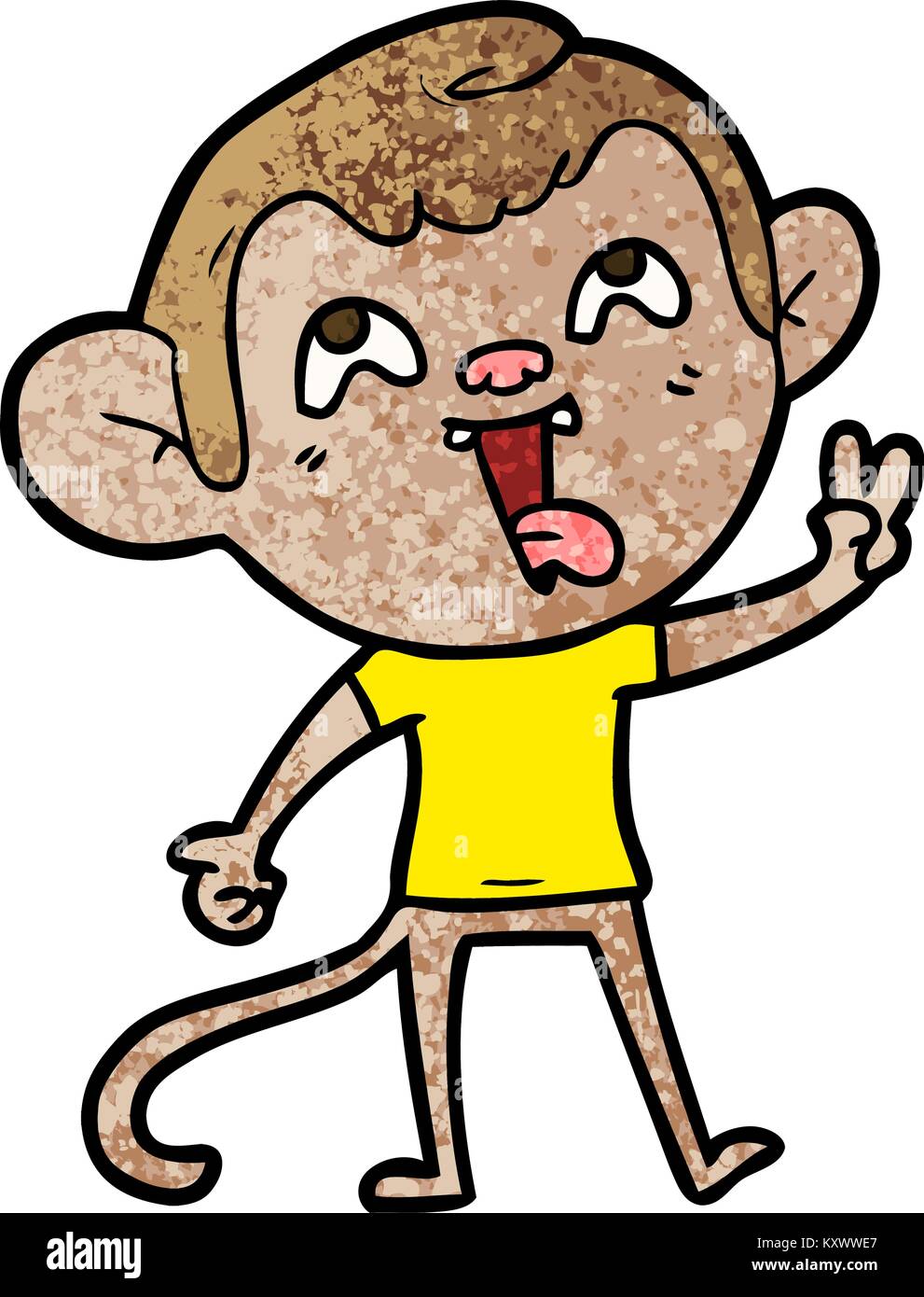 crazy cartoon monkey giving peace sign Stock Vector Image & Art - Alamy