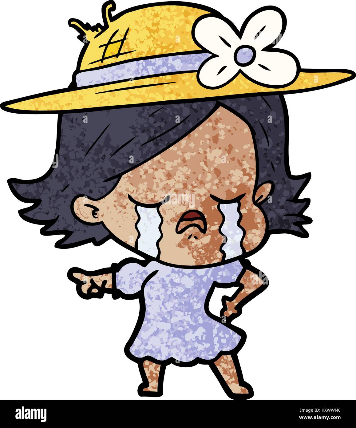 cartoon girl crying and pointing Stock Vector Image & Art - Alamy