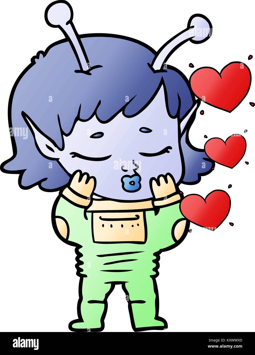 cartoon alien girl in love Stock Vector Image & Art - Alamy