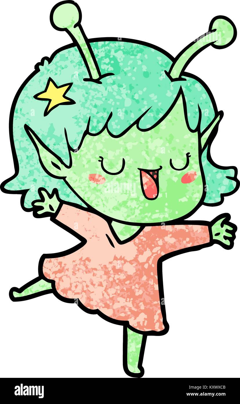 happy alien girl cartoon Stock Vector Image & Art - Alamy