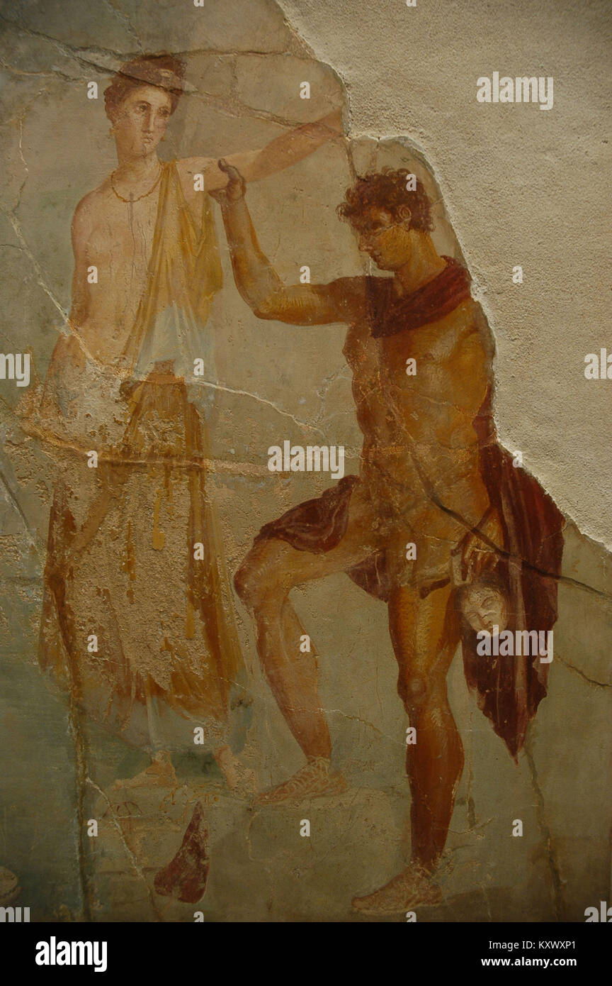 Perseus and Andromeda, fresco Pompeii, 2008, Rome, Italy Stock Photo ...