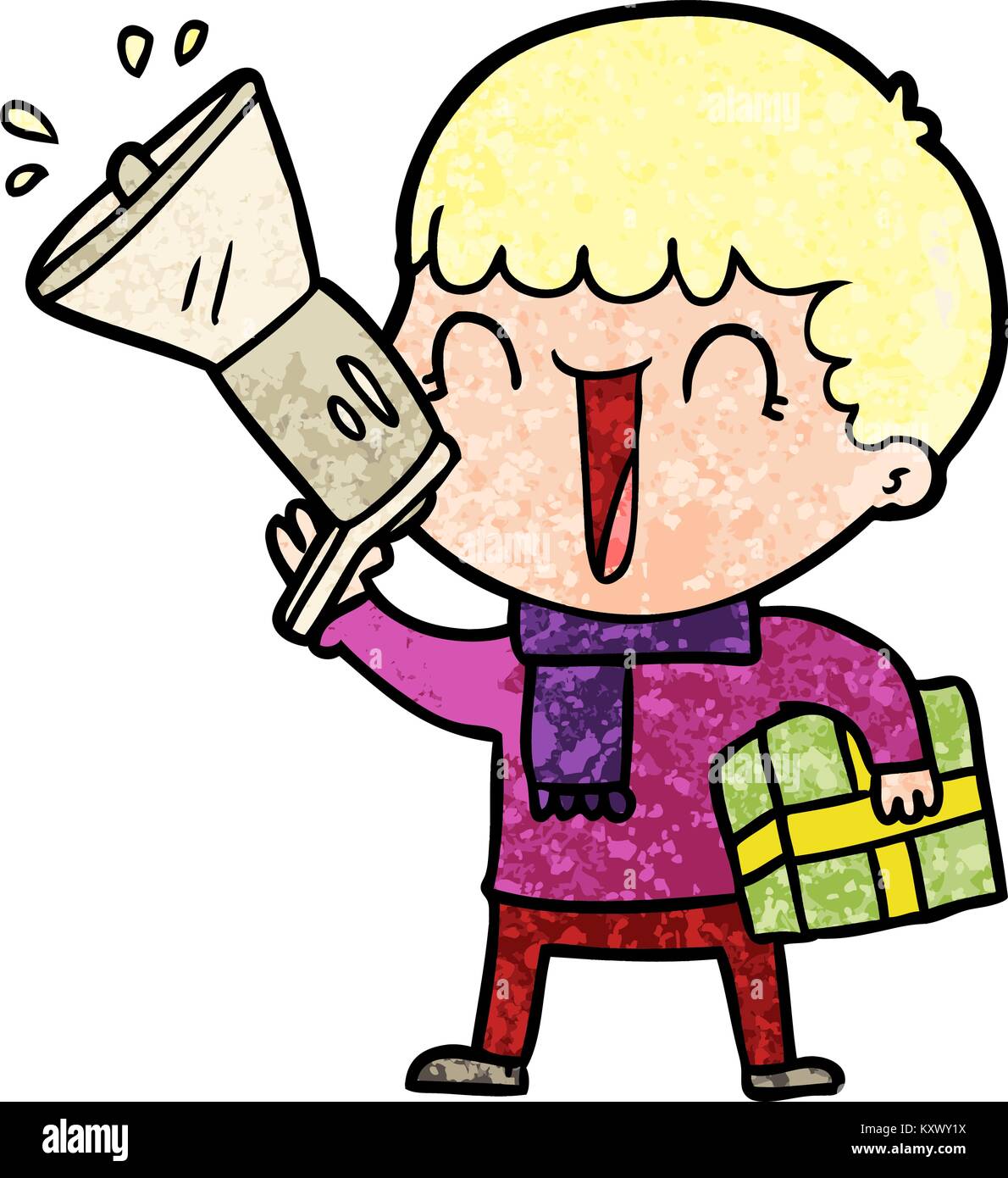 megaphone cartoon man with present Stock Vector Image & Art - Alamy