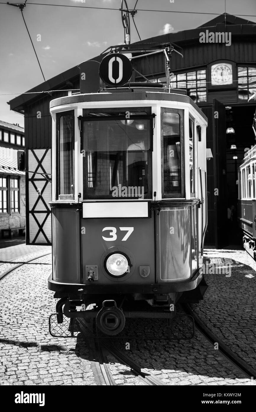 Old tram Black and White Stock Photos & Images - Alamy