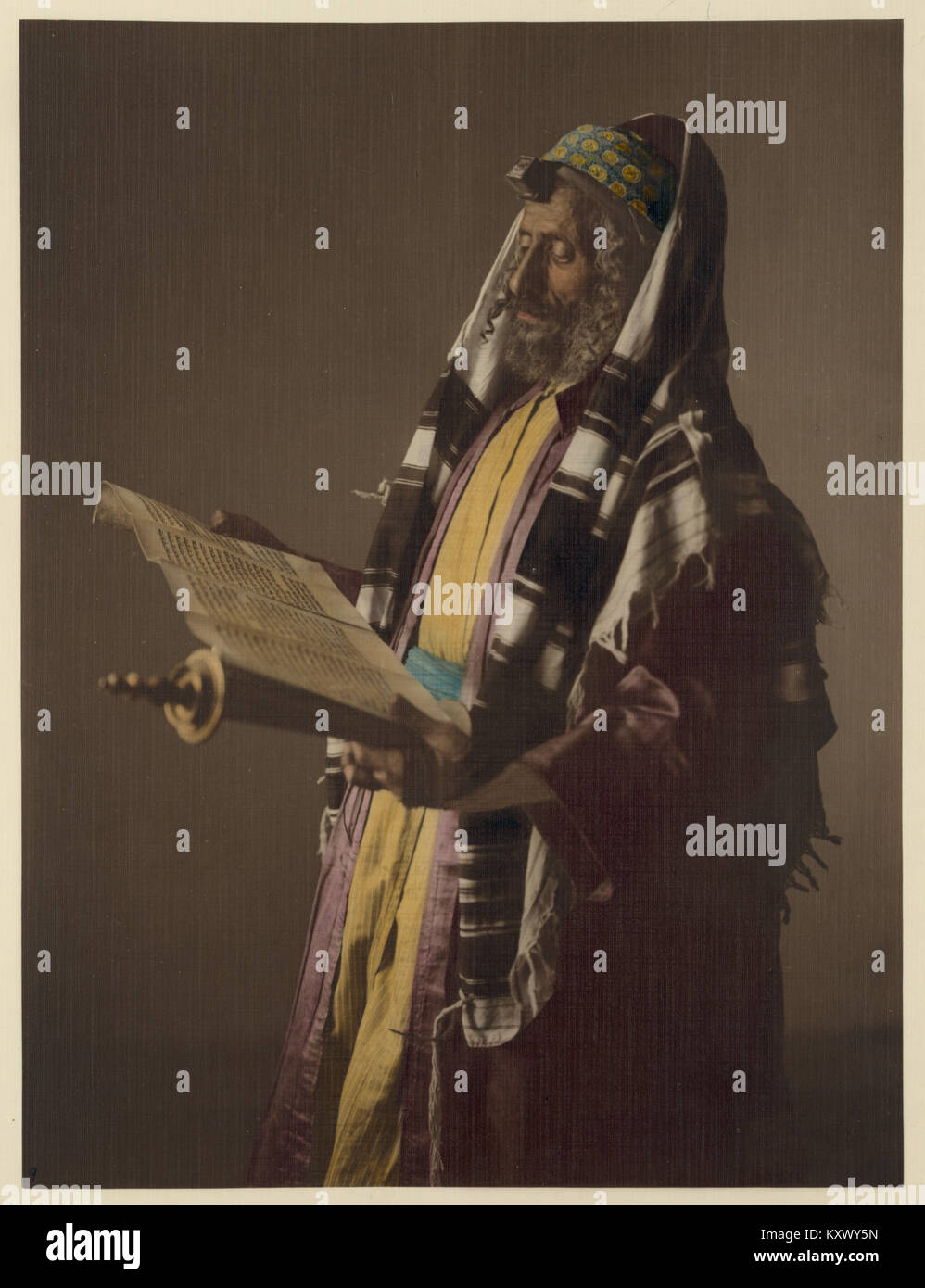 Middle Eastern Rabbi Holds Torah Scrolls & Prays Stock Photo - Alamy