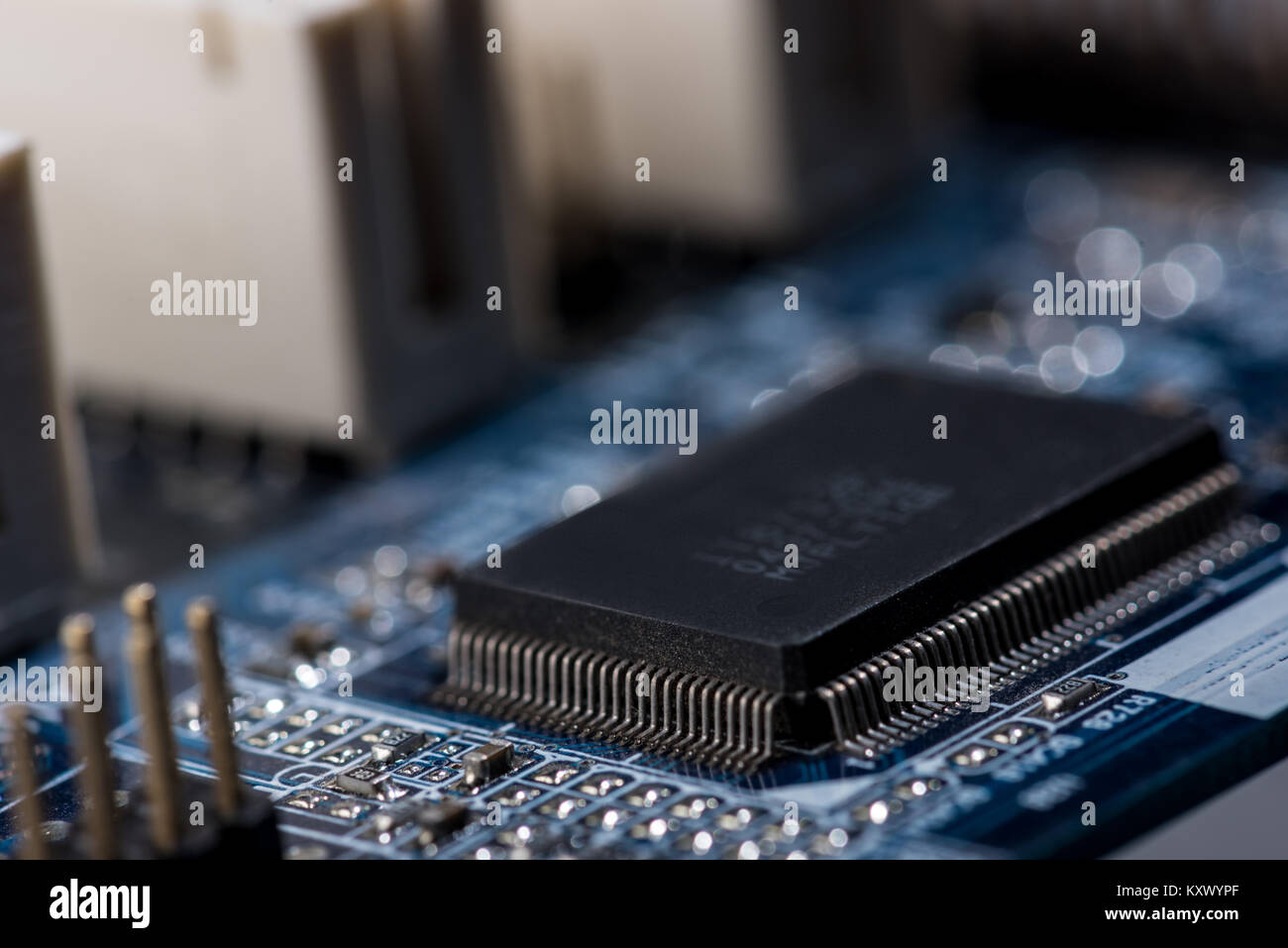close up view of computer motherboard with chip Stock Photo - Alamy