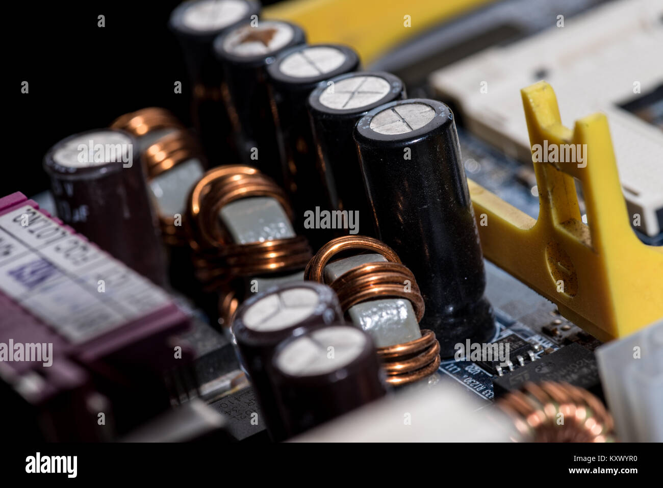 close up view of computer motherboard elements Stock Photo - Alamy