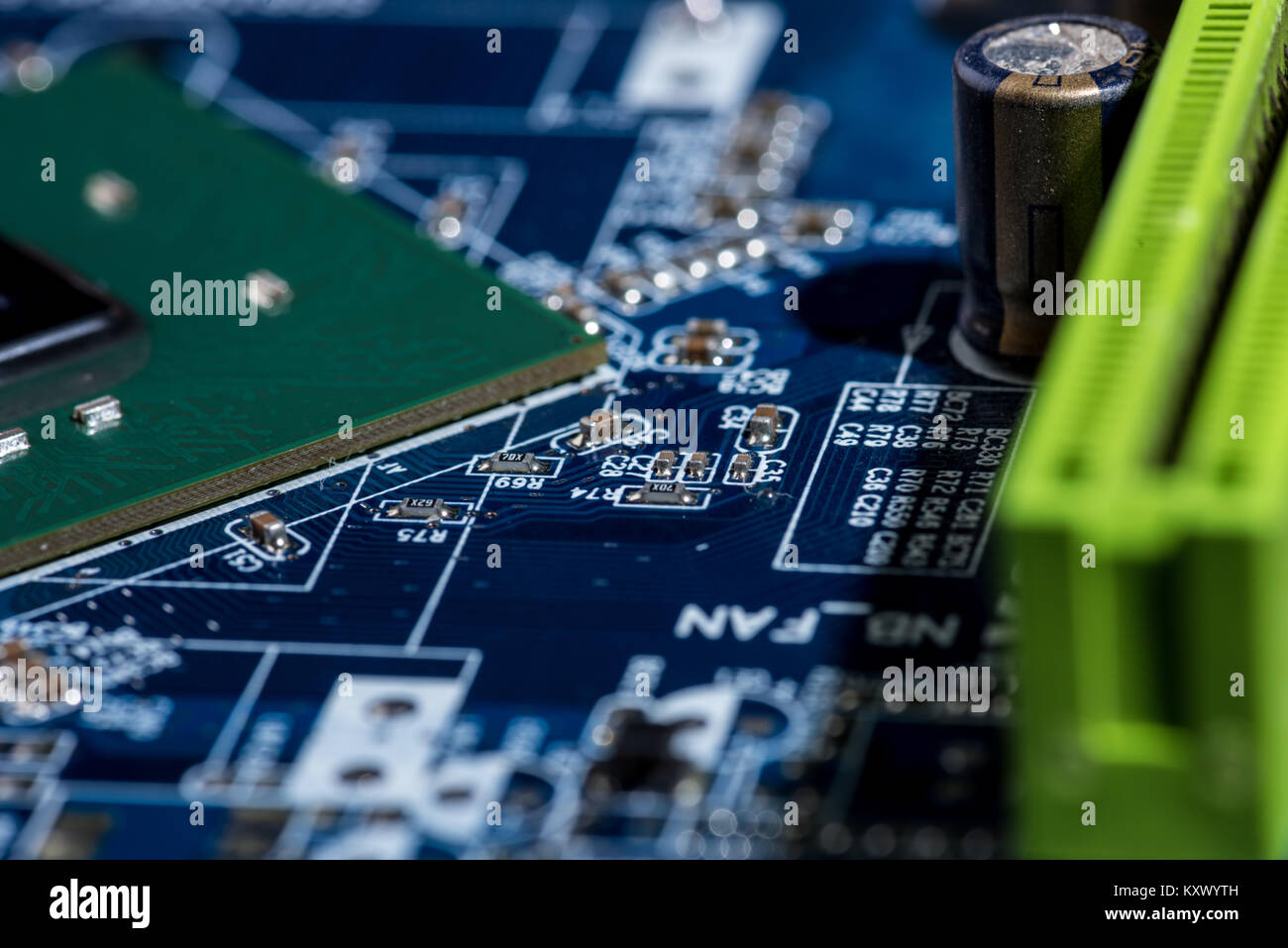 close up view of computer motherboard with chip Stock Photo - Alamy