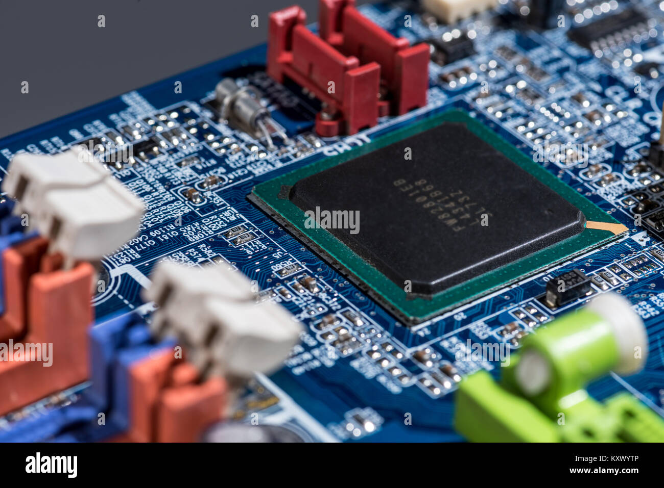 close up view of computer motherboard with chip Stock Photo - Alamy