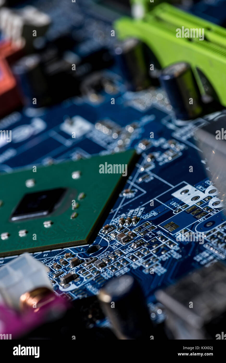 close up view of computer motherboard with chip Stock Photo - Alamy