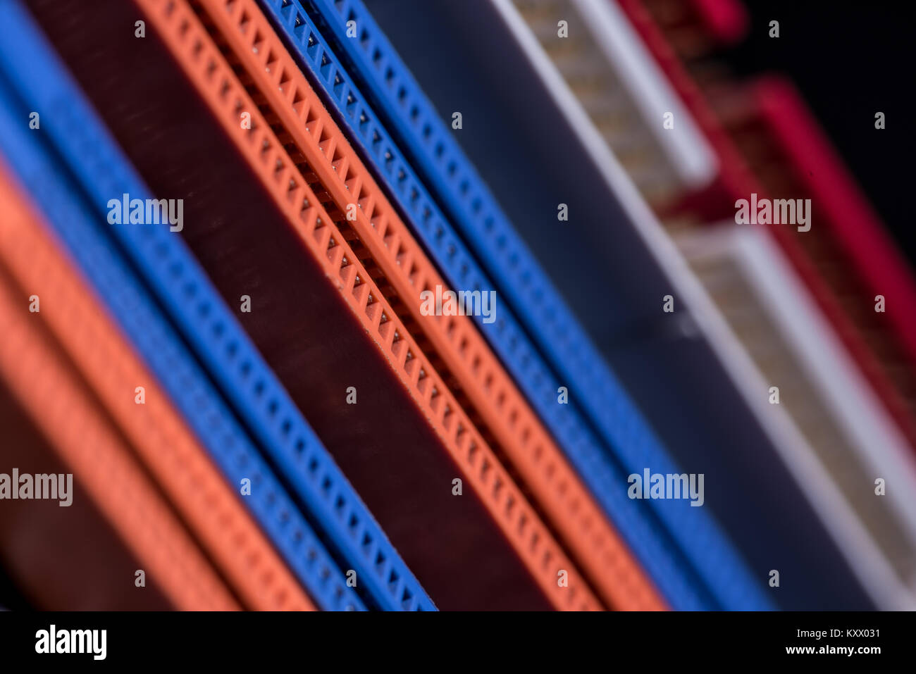 close up view of computer motherboard colorful ports Stock Photo - Alamy