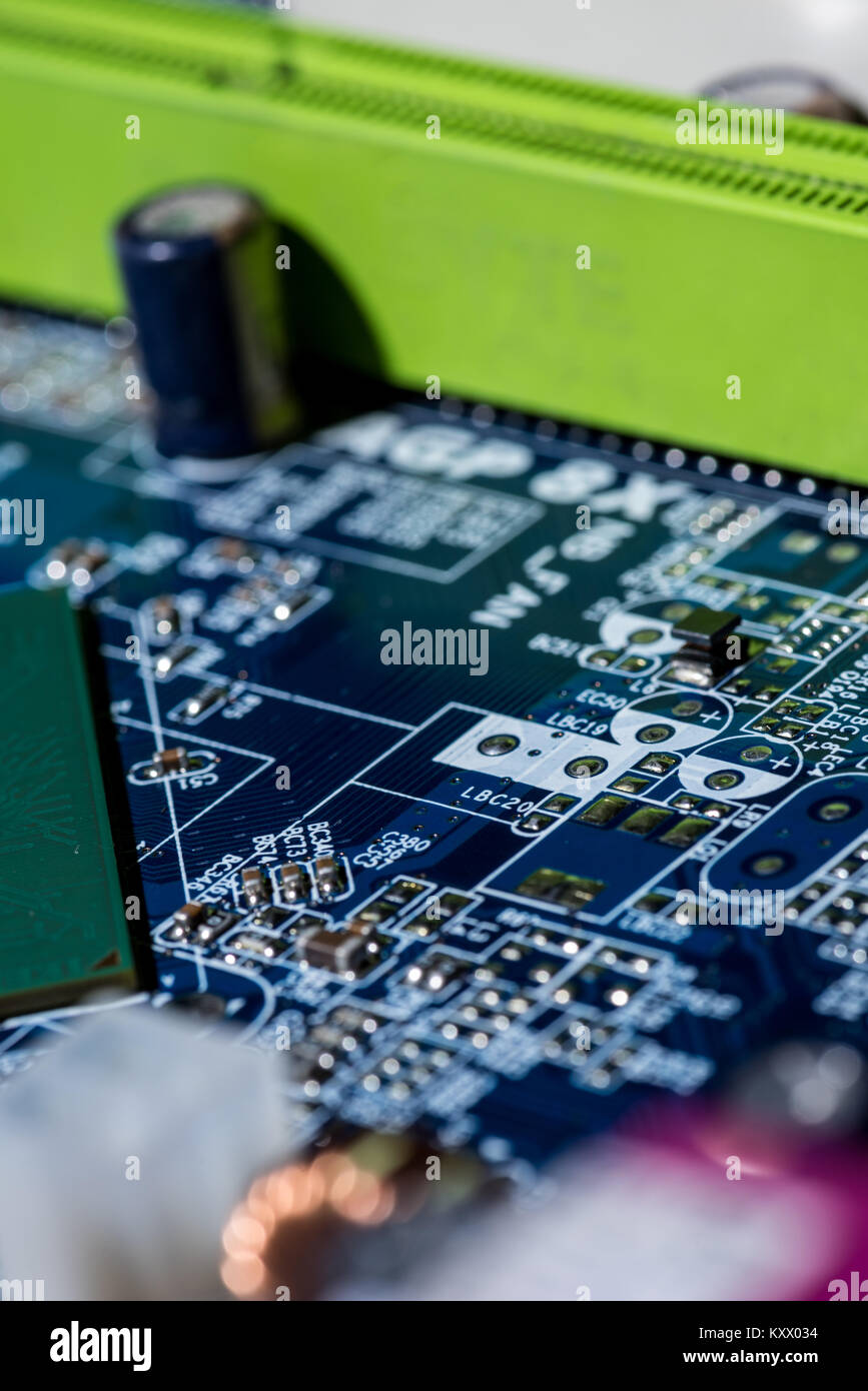 close up view of computer motherboard with chip Stock Photo - Alamy