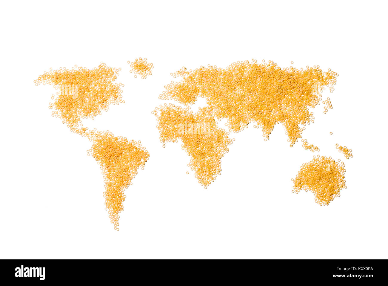 Edible world map made from Italian round pasta isolated on white Stock ...