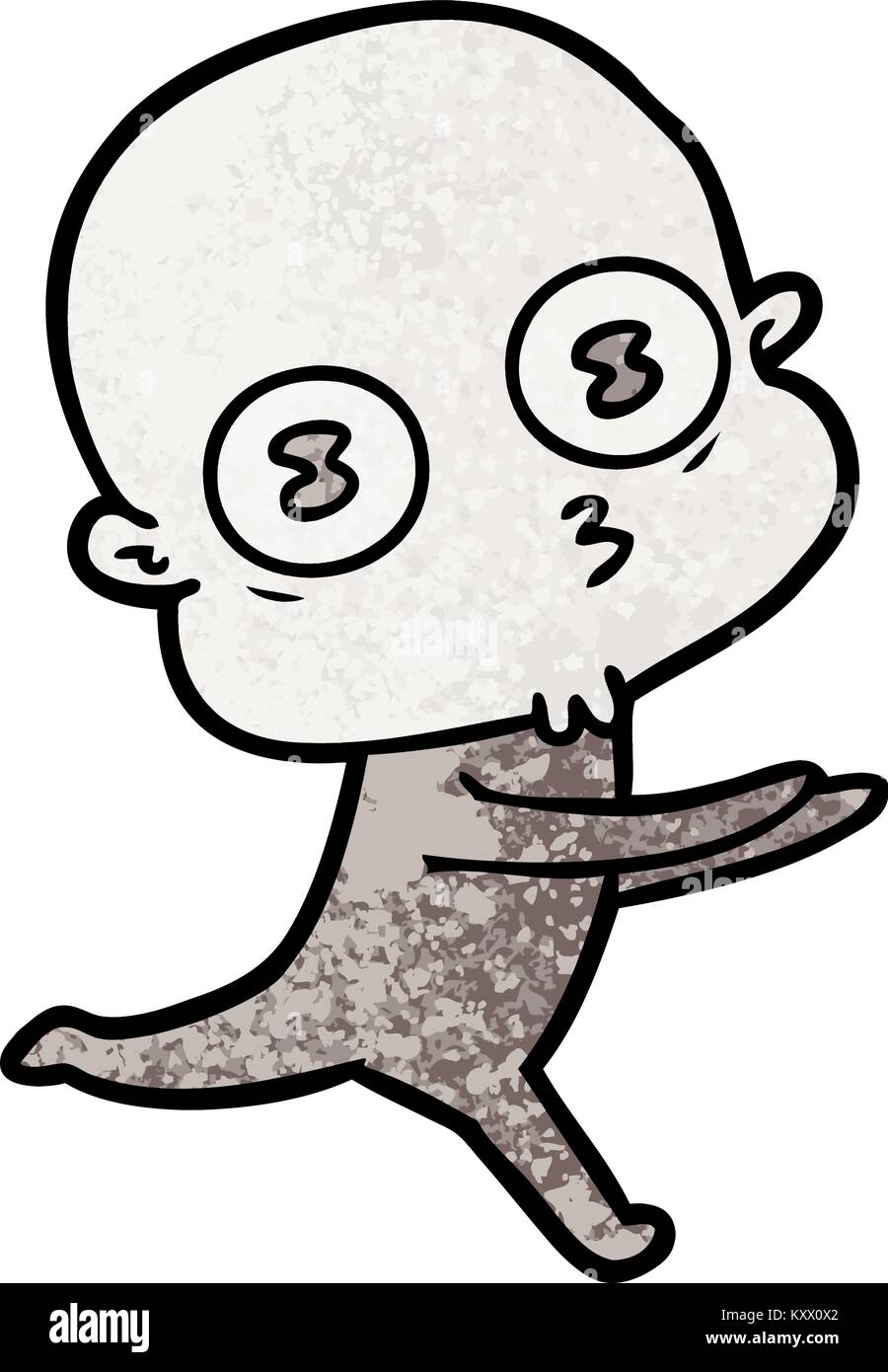 cartoon weird bald spaceman running Stock Vector Image & Art - Alamy