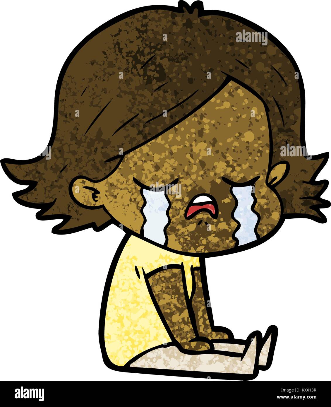 cartoon girl crying sat on floor Stock Vector Image & Art - Alamy