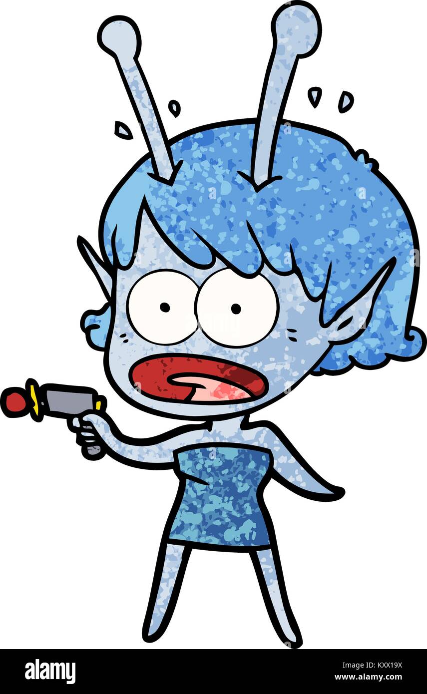 cartoon shocked alien girl Stock Vector Image & Art - Alamy