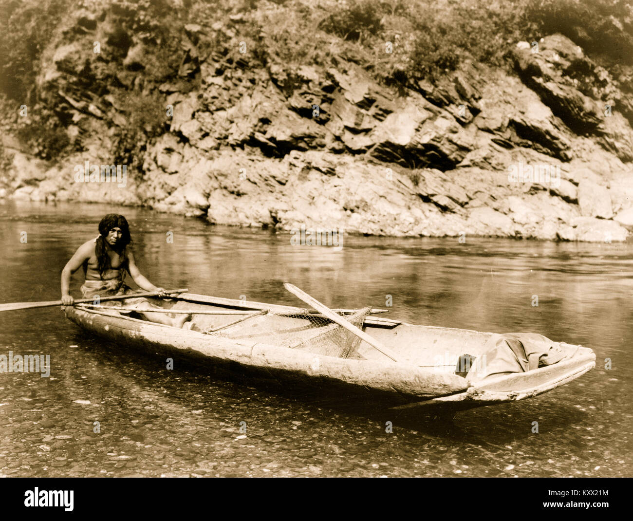 Yurok canoe on Trinity River Stock Photo - Alamy