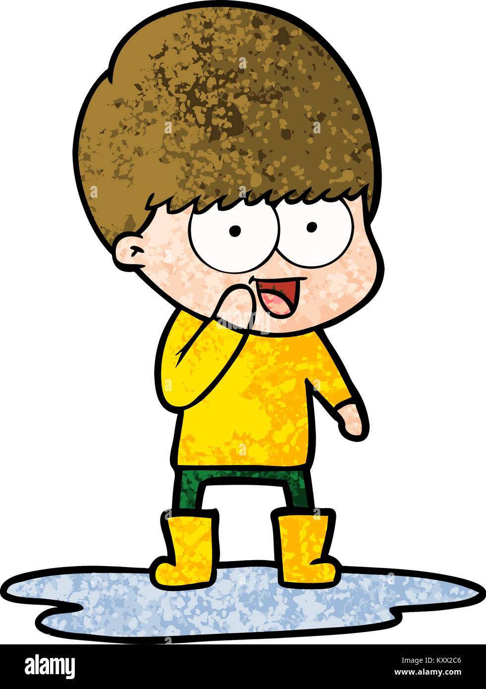 happy cartoon boy splashing in puddle Stock Vector Image & Art - Alamy