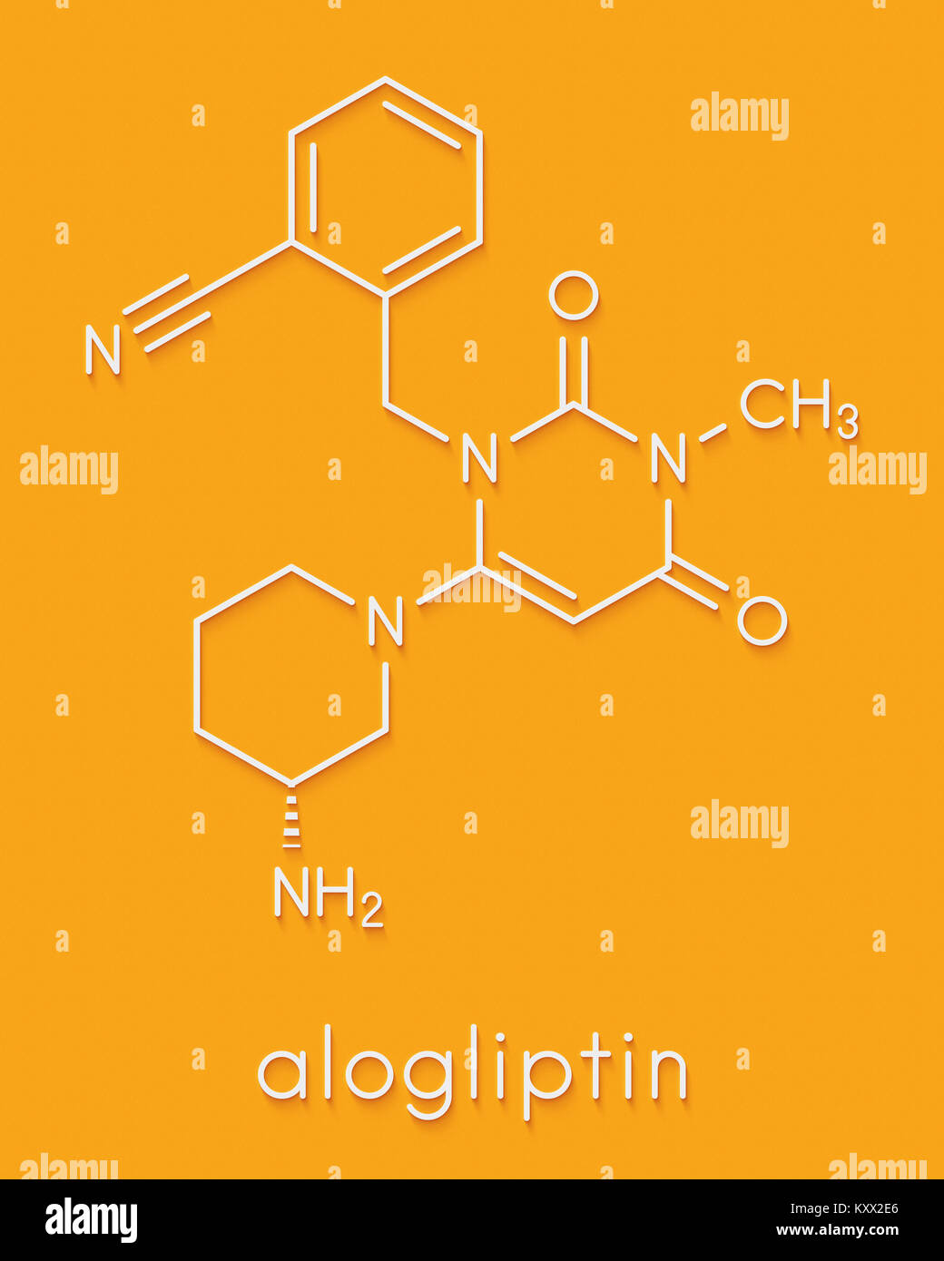 Alogliptin diabetes drug molecule. Belongs to dipeptidyl peptidase 4 ...