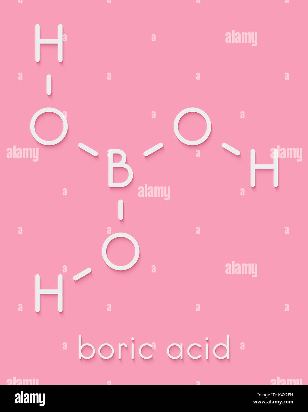 Boric acid molecule. Also known as hydrogen borate, boracic acid ...