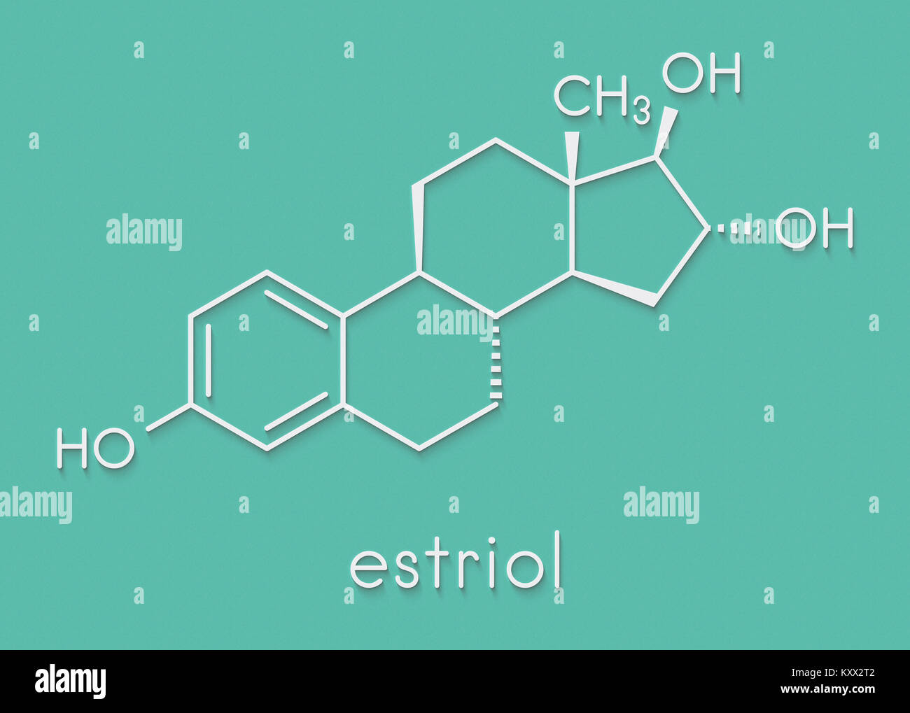 Estriol (oestriol) human estrogen hormone molecule. Skeletal formula ...