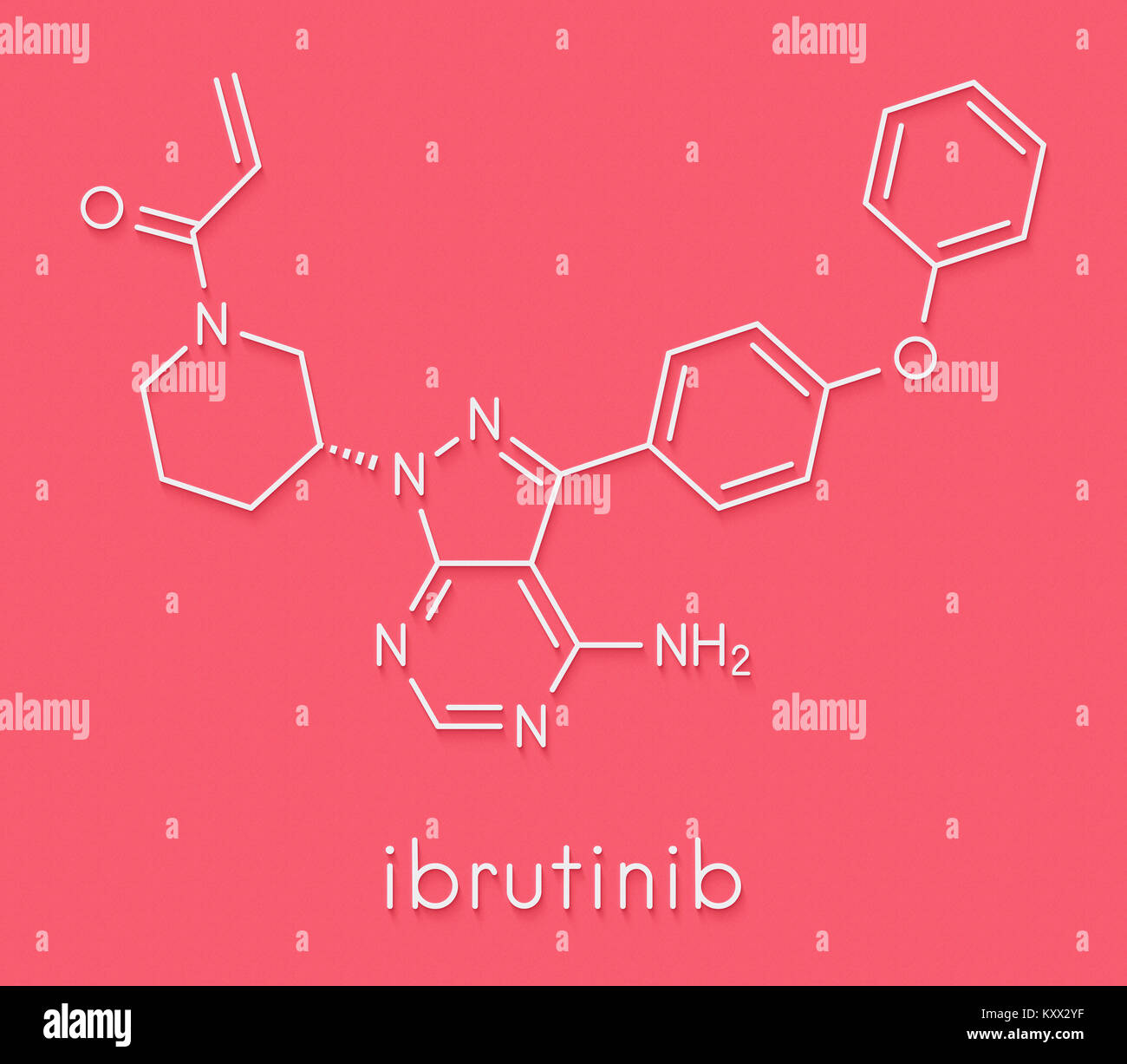 Ibrutinib cancer drug molecule. Used in treatment of mantle cell lymphoma and chronic ...