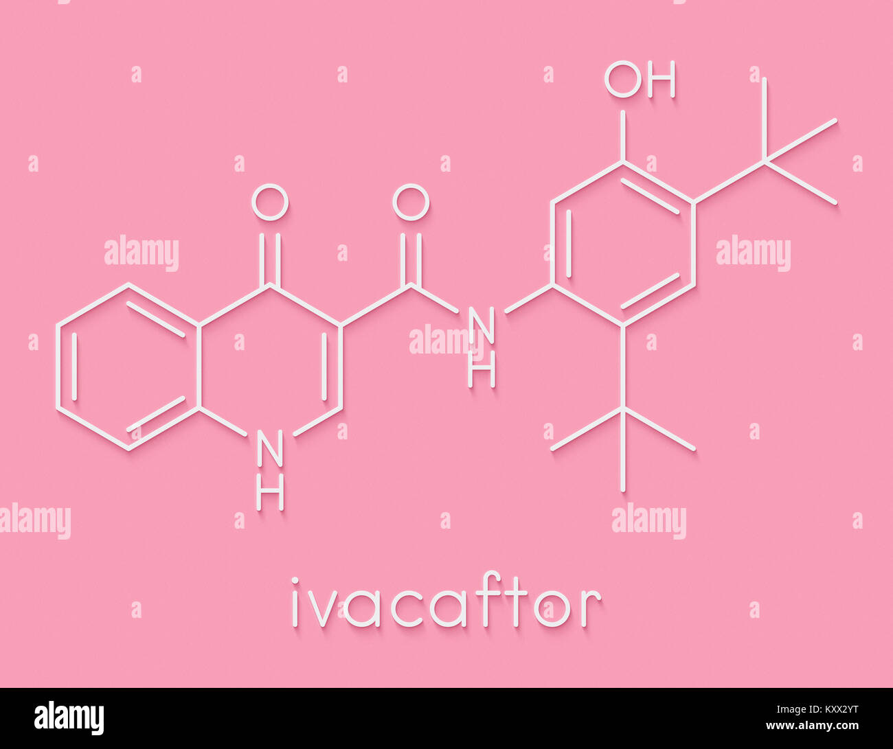 Ivacaftor cystic fibrosis drug molecule. Skeletal formula Stock Photo ...
