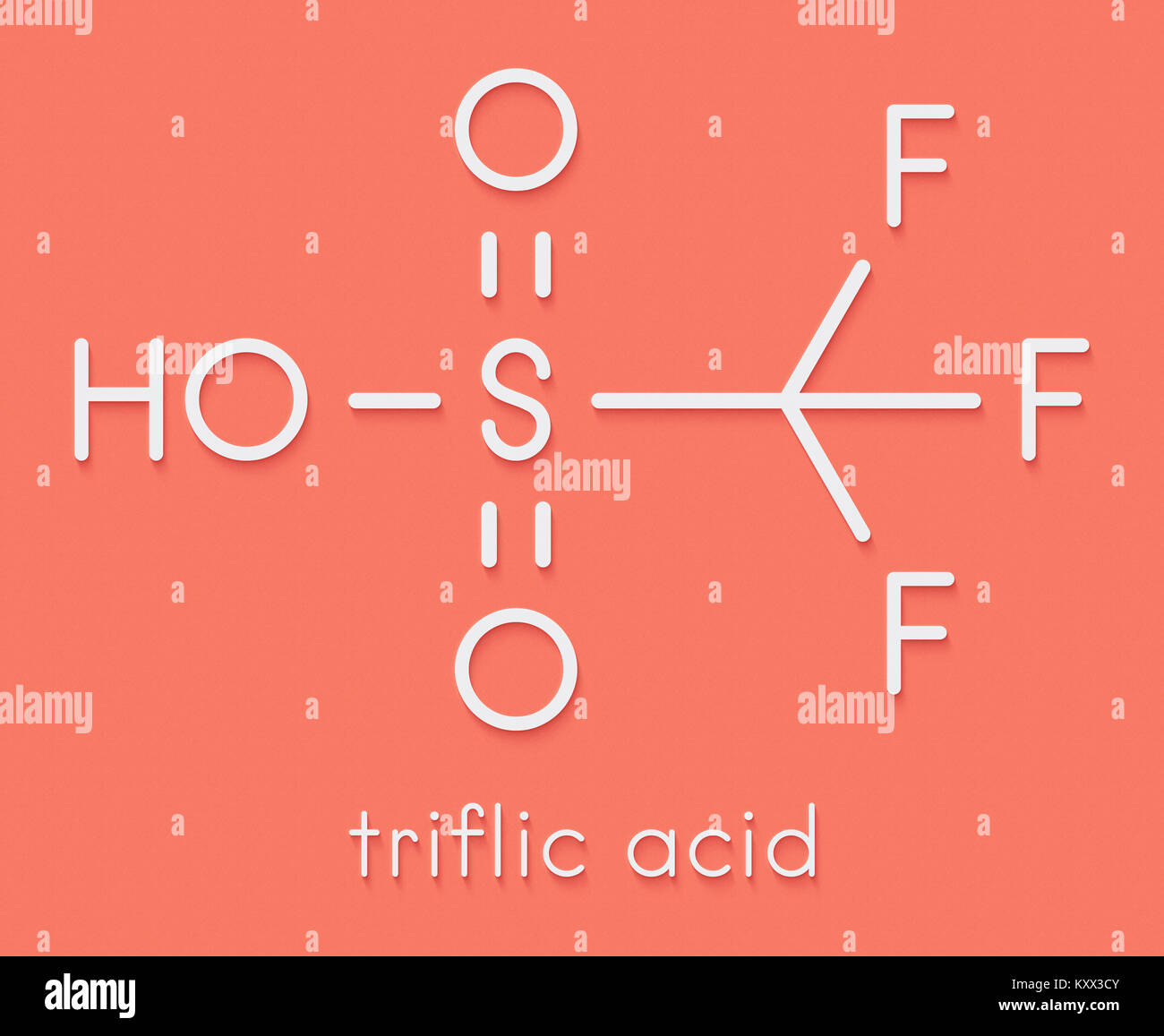 Triflic acid (trifluoromethanesulfonic acid) molecule. One of the ...