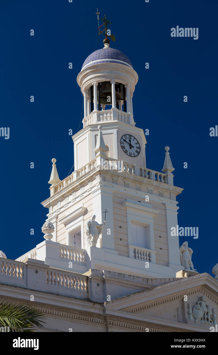 Town Hall Clock Tower, Plaza de San Juan de Dios, Cádiz, Spain Stock ...