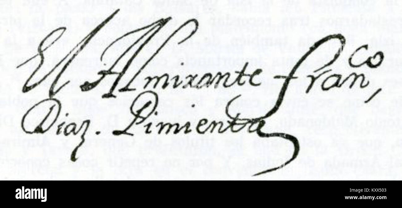 Signature of Francisco Díaz Pimienta, a historical Spanish figure ...
