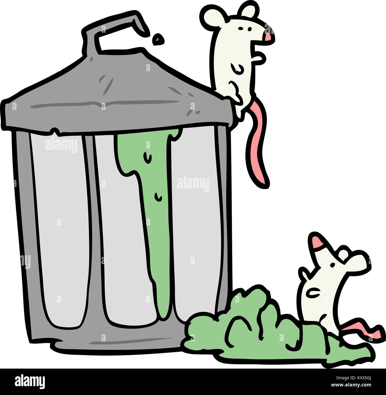 cartoon old metal garbage can with mice Stock Vector Image & Art - Alamy
