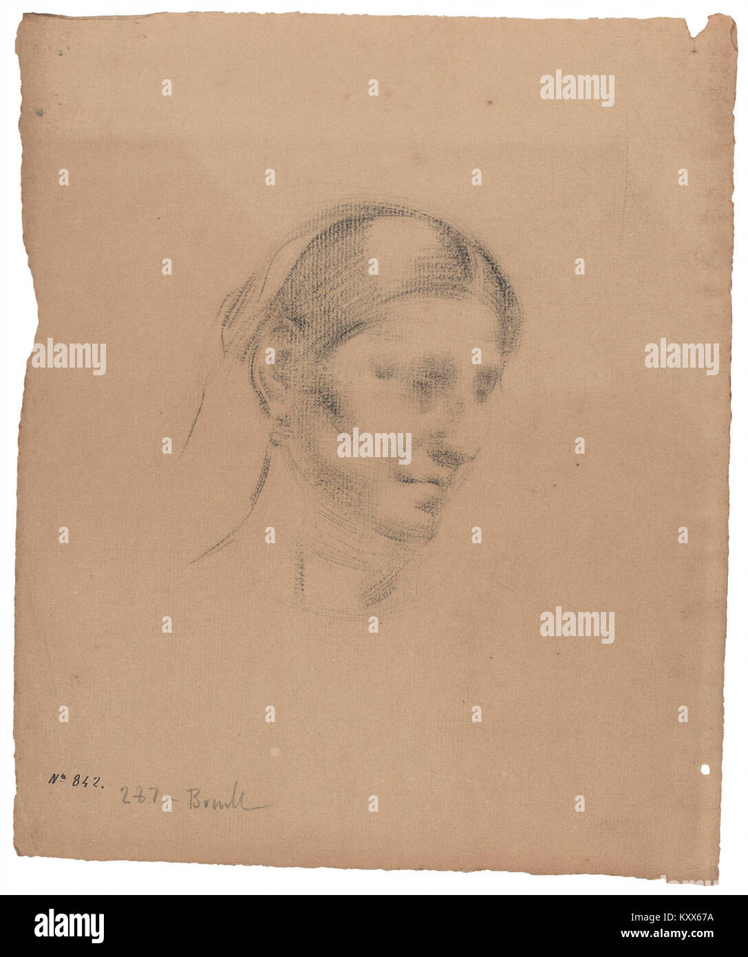 'Estudi d'un cap femen' is a work by Joan Brull i Vinyoles, depicting a ...