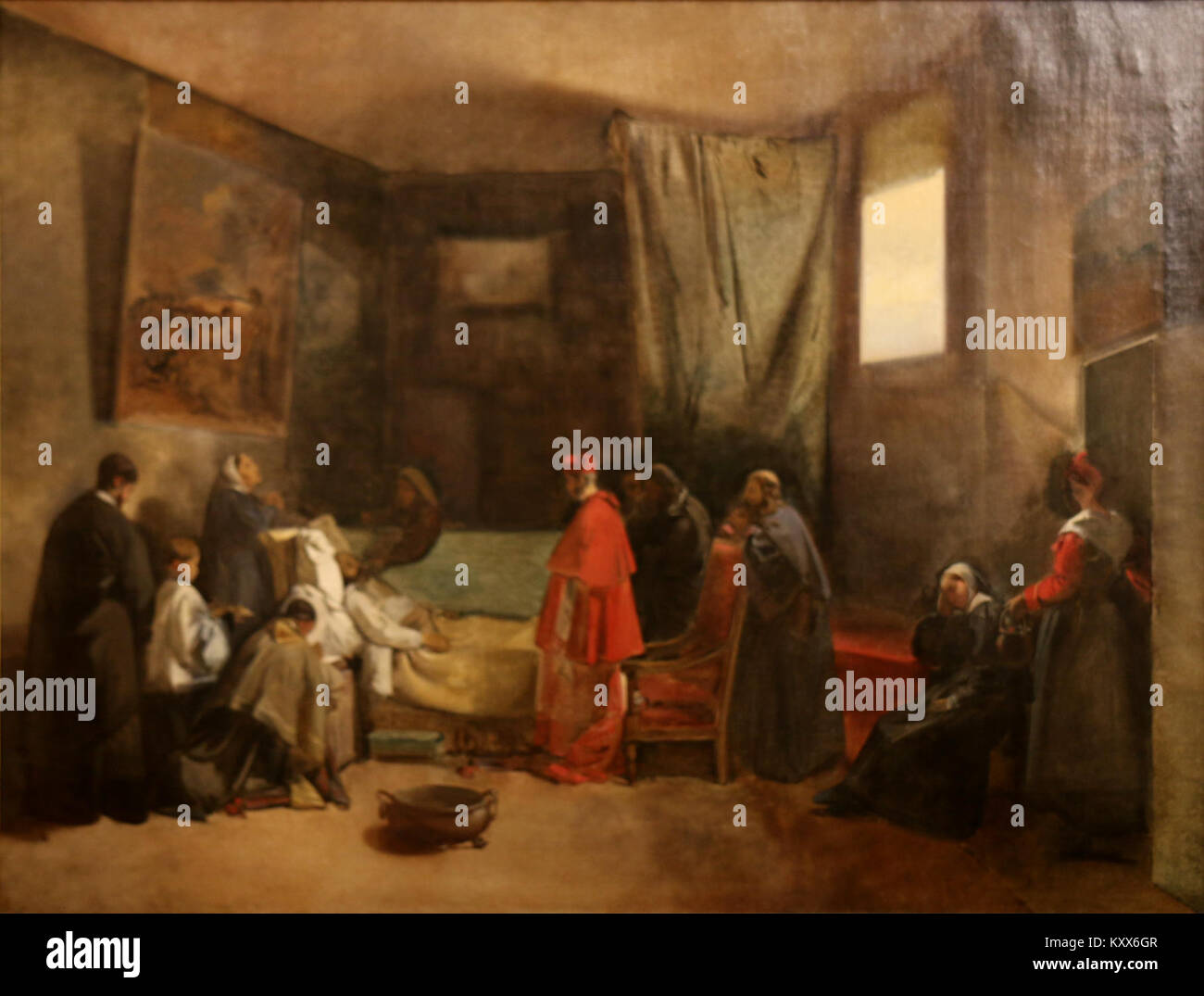 This painting, 'La Mort de Poussin,' by François Marius Granet, depicts ...