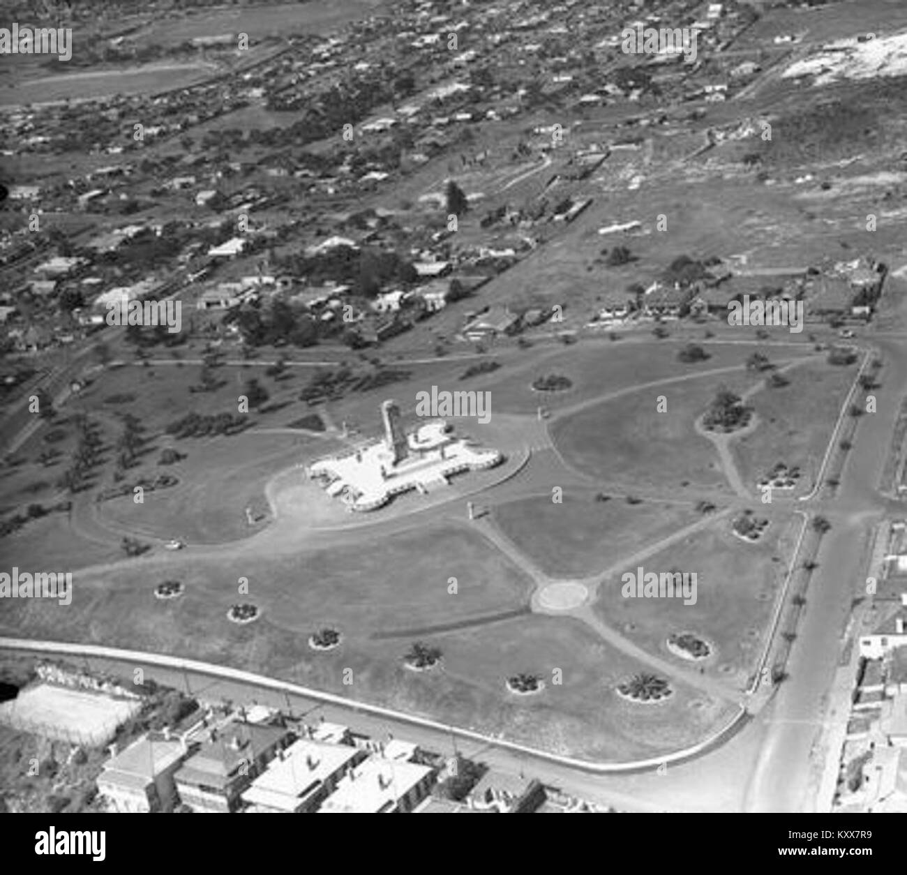An aerial view of the Fremantle War Memorial in Australia, showing the ...