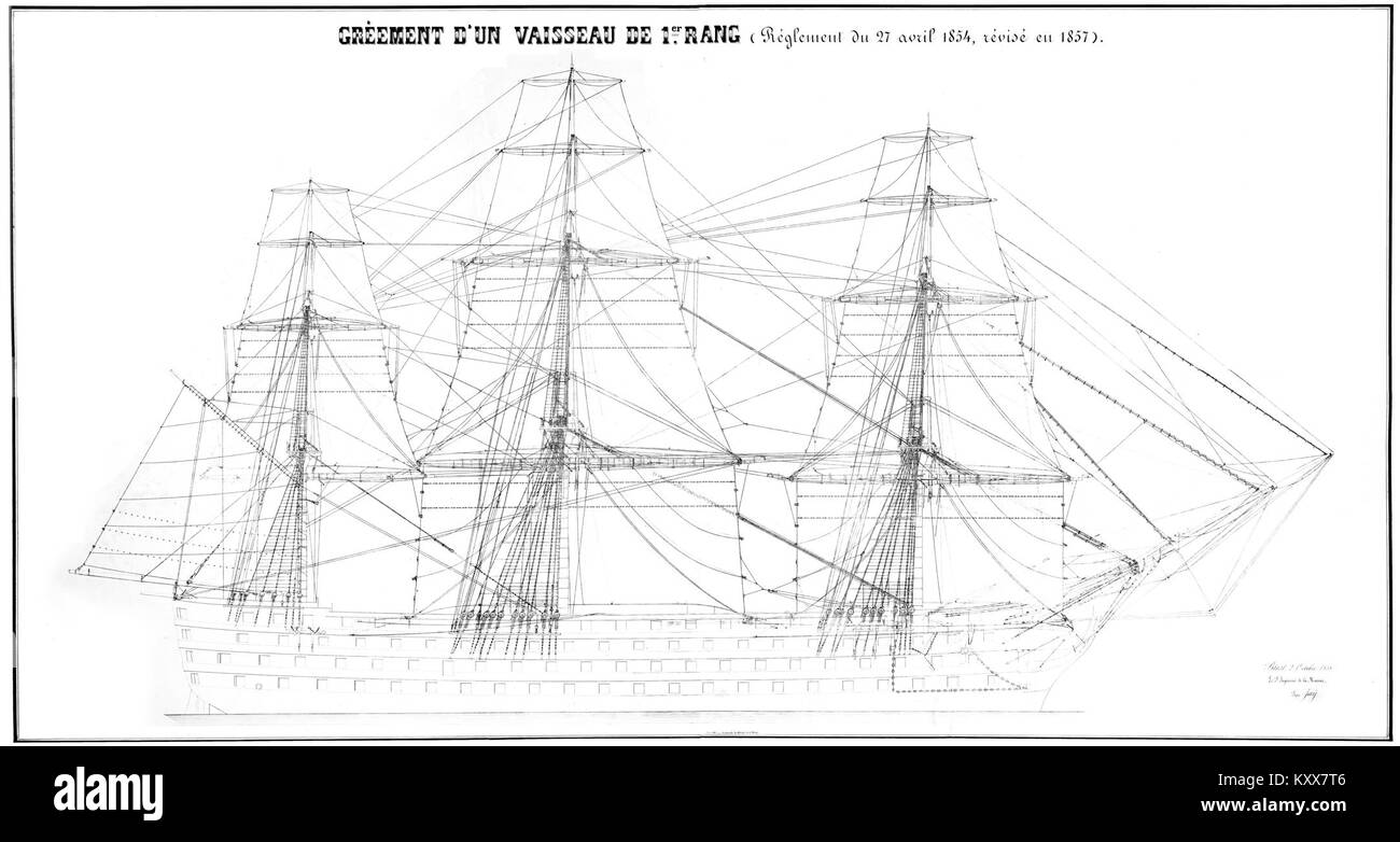French First Rate Sails Layout 1857 Stock Photo - Alamy