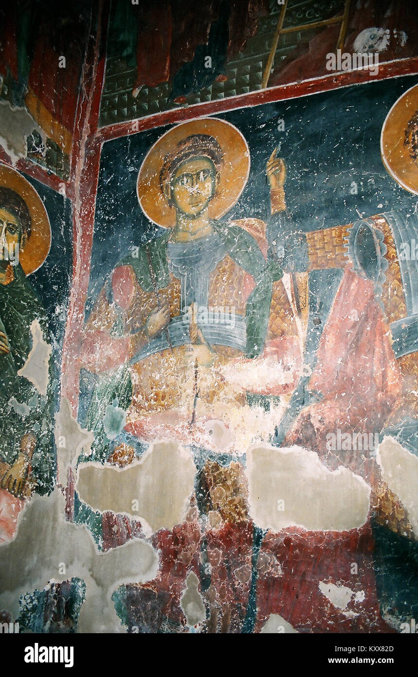 Section of frescoes in St. Nicholas Church, Varoš, showing decorative ...