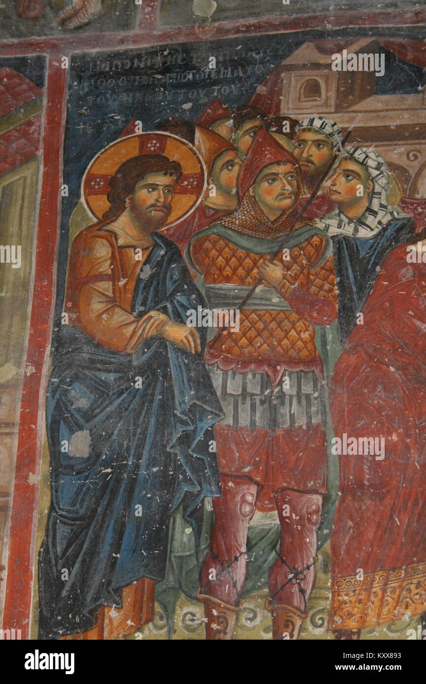 Frescos from the St. Nicholas of Varos church depict religious scenes ...