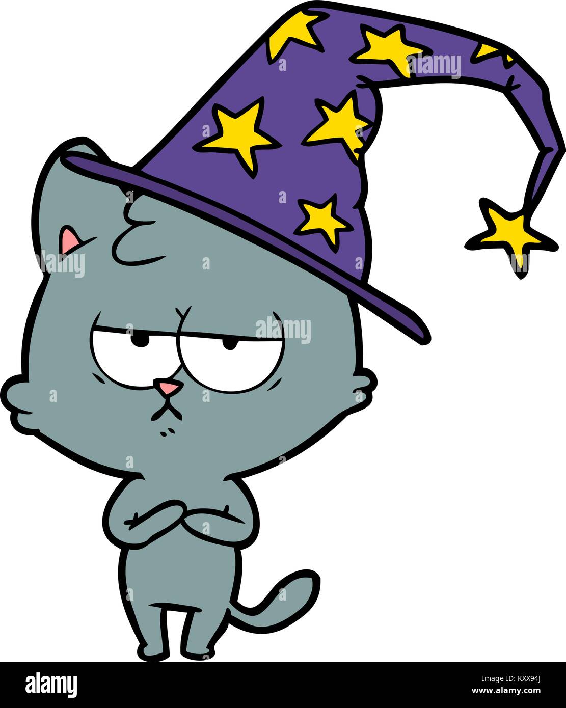 bored cartoon wizard cat Stock Vector Image & Art - Alamy